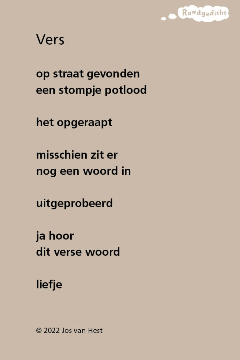 Vers – Jos van Hest – oplossing | Raadgedicht